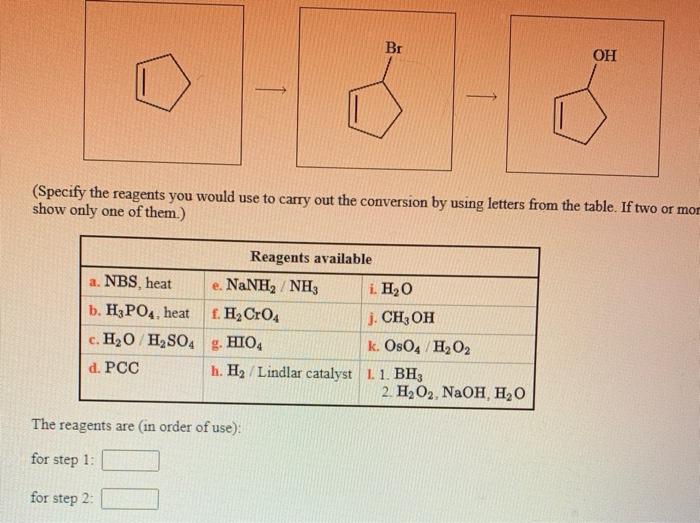 Solved rence Using the reagents listed in the table below, | Chegg.com