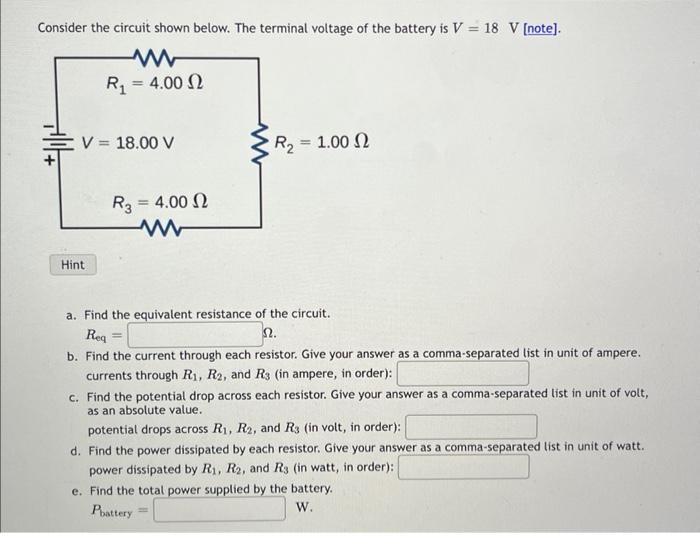 Solved Consider the circuit shown below. The terminal | Chegg.com
