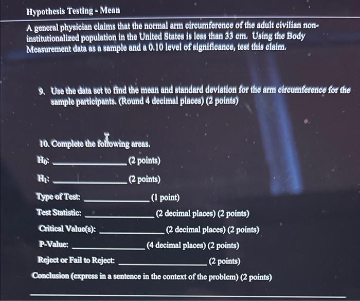 Solved To find data set go to statcrunch in mymathlab then | Chegg.com