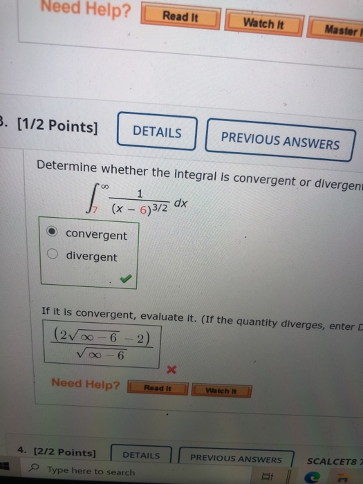 Solved The integral is a proper integral. Need Help? Read It | Chegg.com