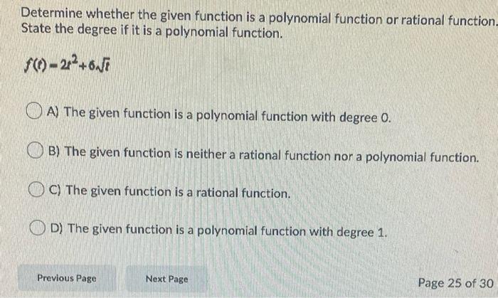 Solved Determine whether the given function is a polynomial | Chegg.com