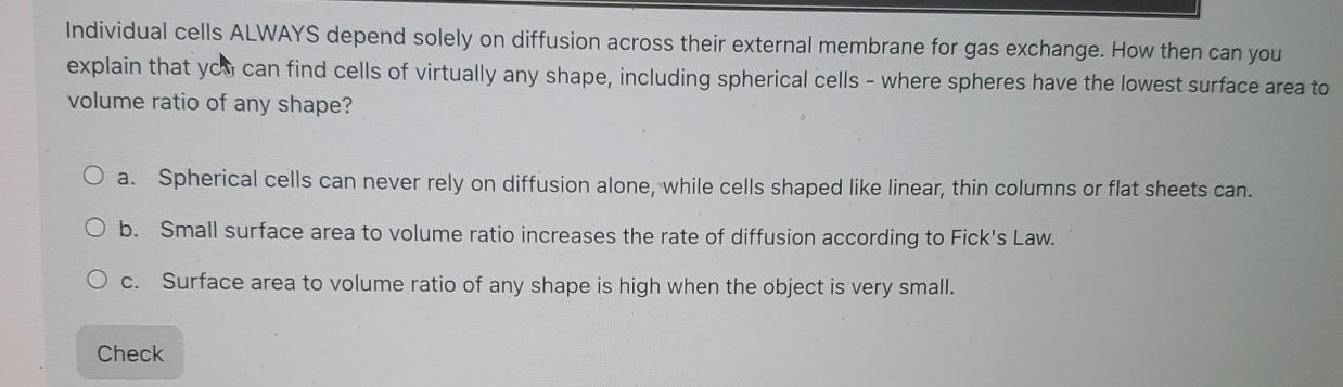 Solved Individual cells ALWAYS depend solely on diffusion | Chegg.com