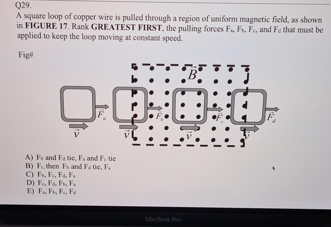 Solved Q29. A square loop of copper wire is pulled through a | Chegg.com