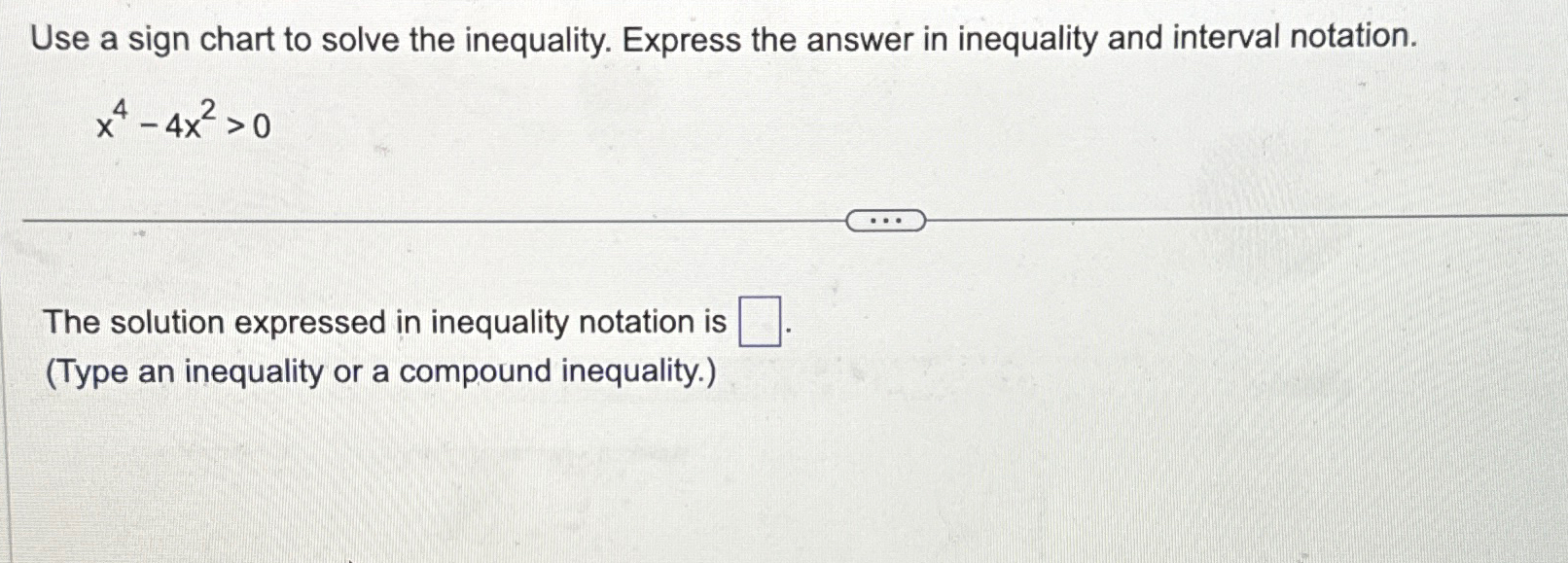 Solved Use a sign chart to solve the inequality. Express the | Chegg.com