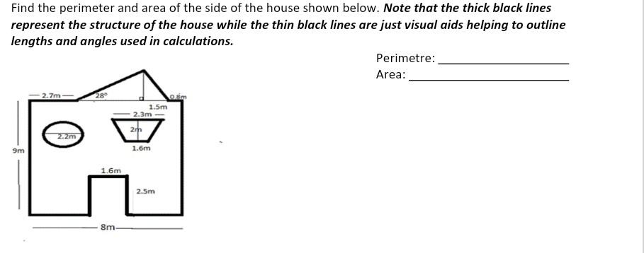 Solved Find the perimeter and area of the side of the house | Chegg.com