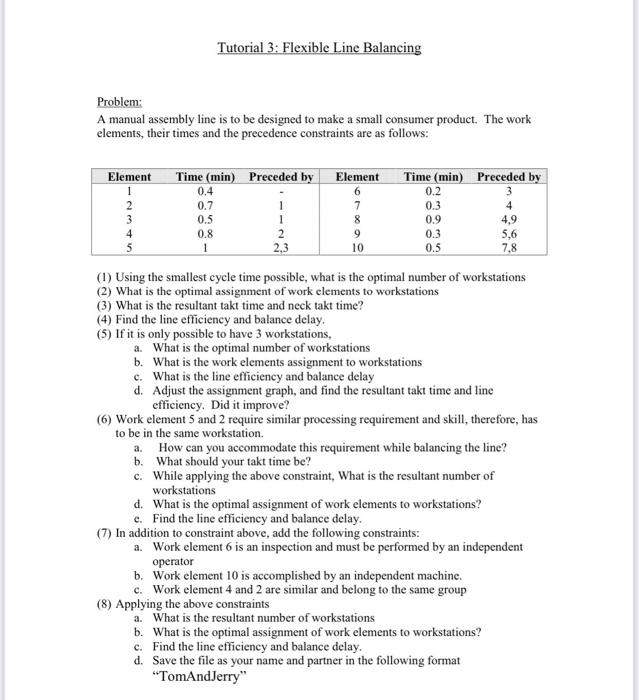 Solved Problem: A manual assembly line is to be designed to | Chegg.com