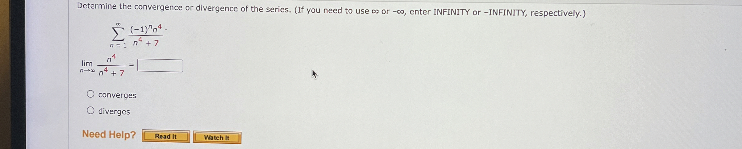 Solved Determine the convergence or divergence of the | Chegg.com