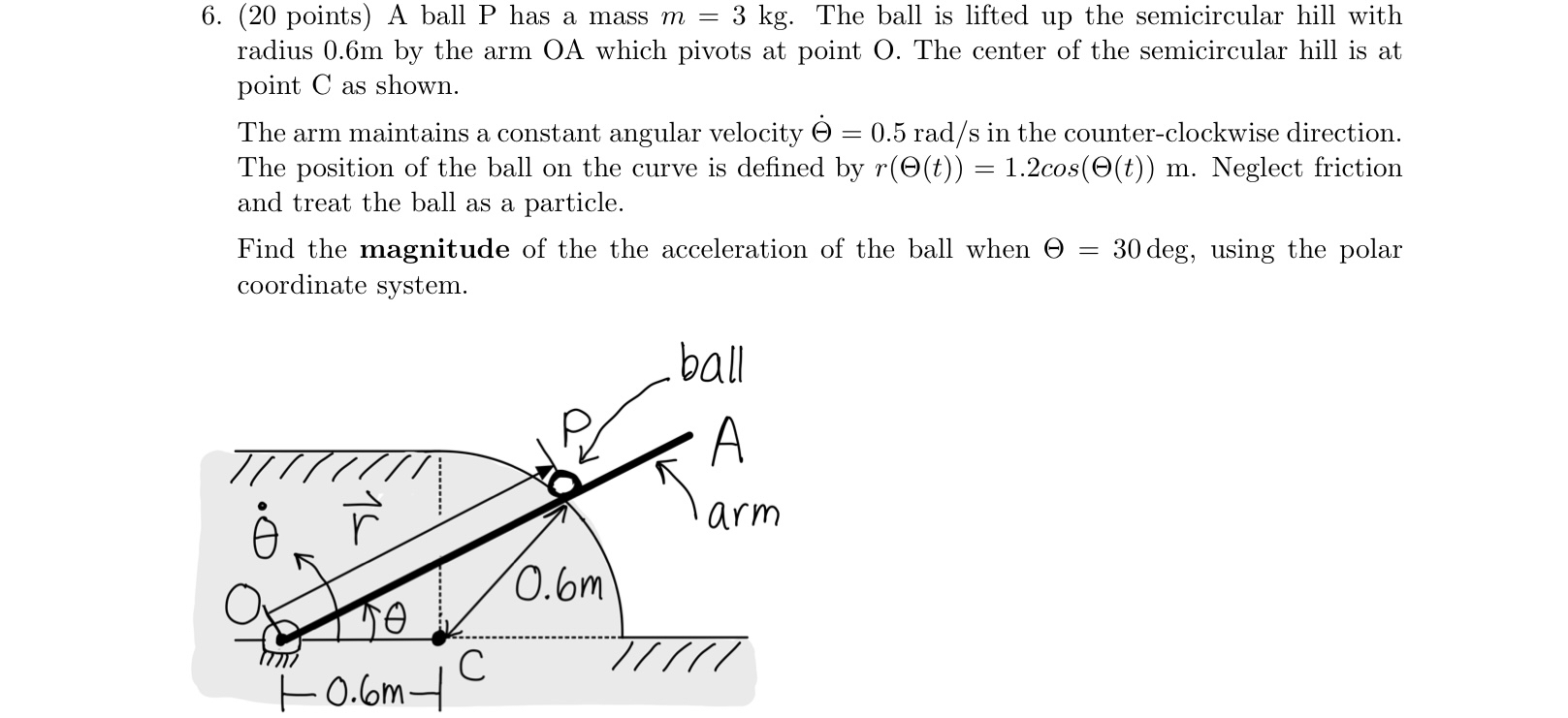 Solved (20 ﻿points) ﻿A ball P ﻿has a mass m=3kg. ﻿The ball | Chegg.com