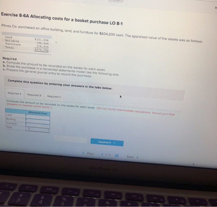 Solved Exercise 8-6A Allocating costs for a basket purchase | Chegg.com