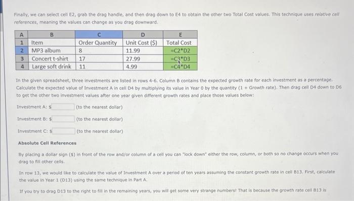 Solved Relative Cell References One of the most powerful | Chegg.com