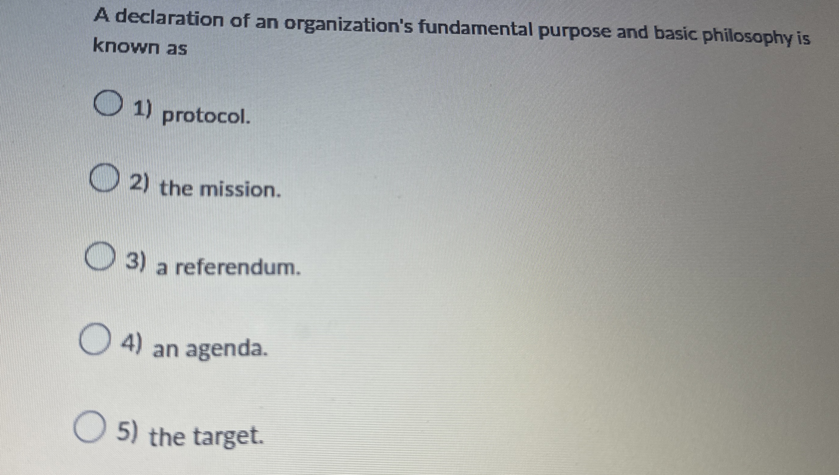 Solved A declaration of an organization's fundamental | Chegg.com