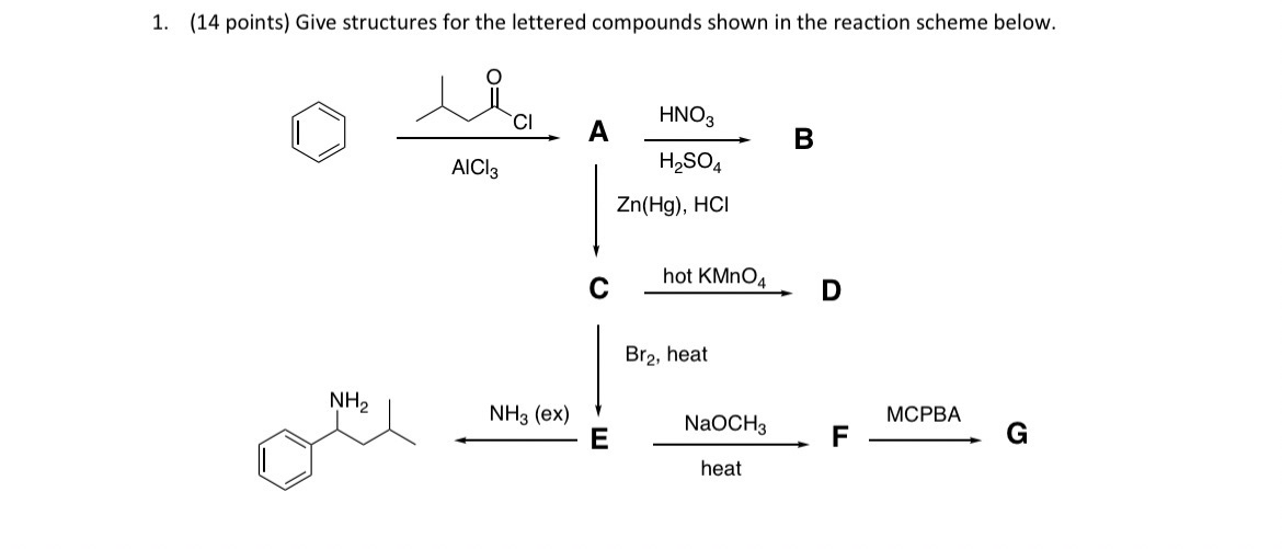 Solved (14 ﻿points) ﻿Give structures for the lettered | Chegg.com