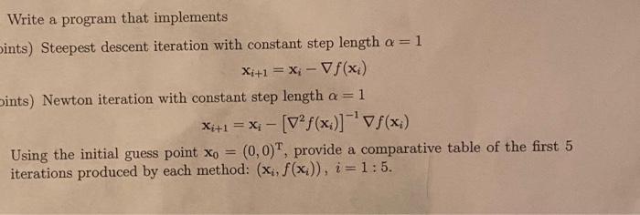 Write a program that implements oints) Steepest | Chegg.com