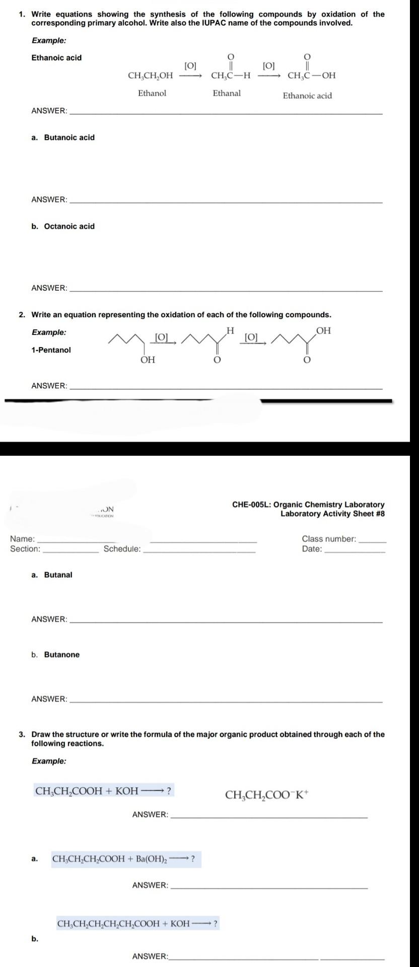 Solved 1. Write equations showing the synthesis of the | Chegg.com