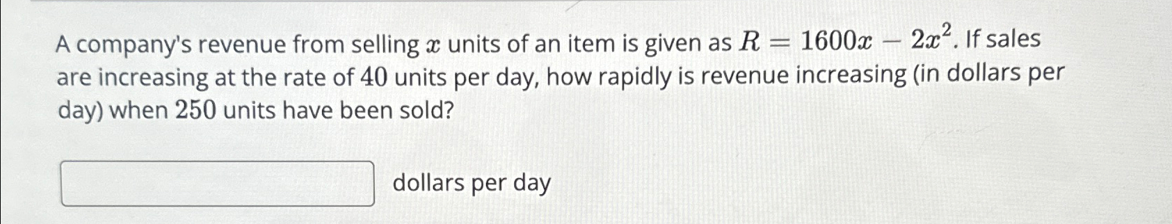 Solved A company's revenue from selling x ﻿units of an item | Chegg.com