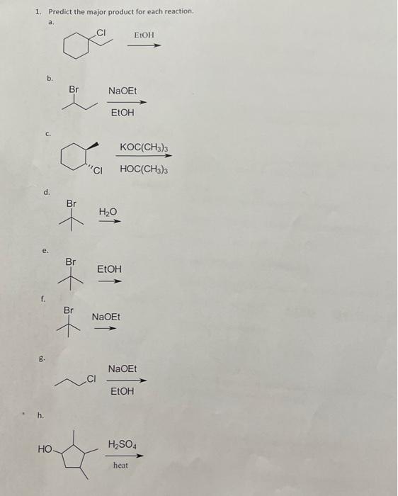 Solved 1. Predict the major product for each reaction. a. b. | Chegg.com
