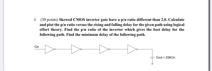 Solved 3. (30 points) Skewed CMOS inverter gate have a p/n | Chegg.com