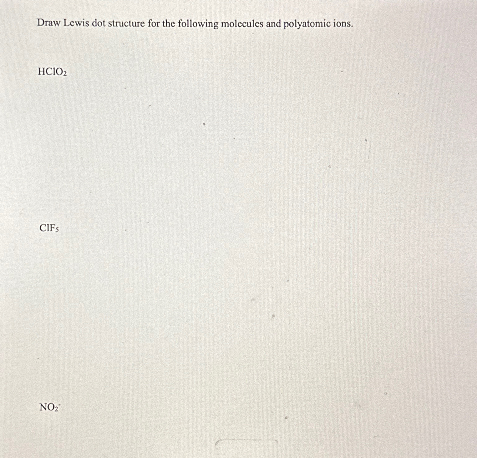 Solved Draw Lewis dot structure for the following molecules | Chegg.com