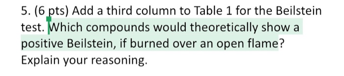 Solved 5. (6 pts) Add a third column to Table 1 for the | Chegg.com