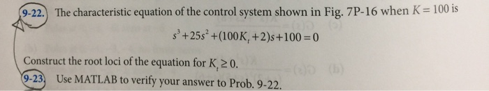 Solved 9-22. The characteristic equation of the control | Chegg.com