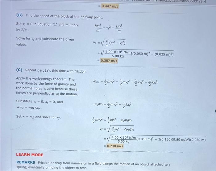 Solved GOAL Use conservation of energy to calculate the | Chegg.com