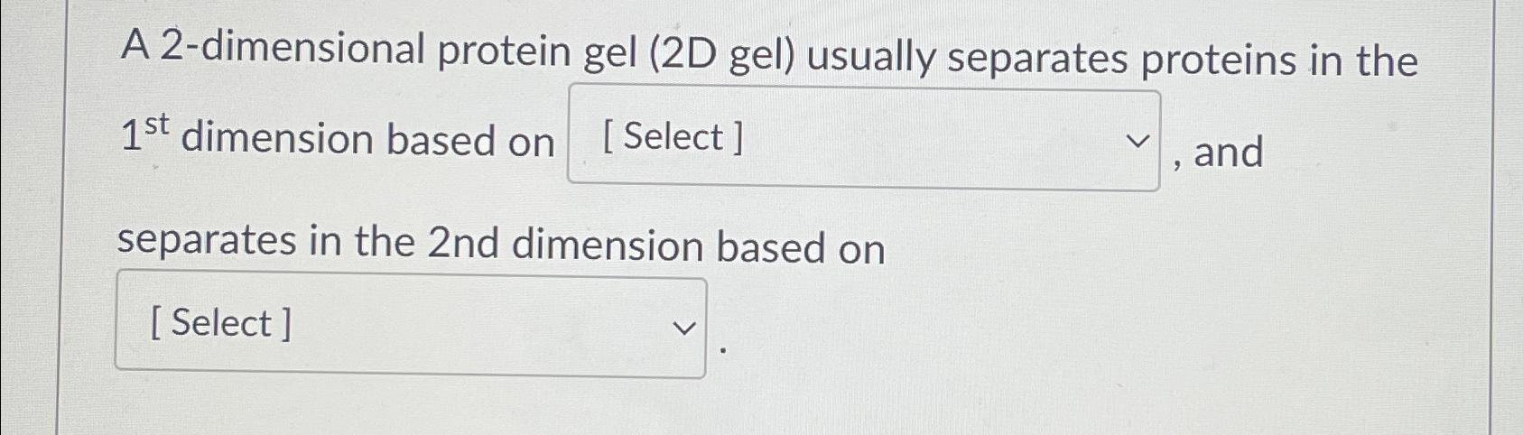 Solved A 2-dimensional protein gel (2D gel) ﻿usually | Chegg.com