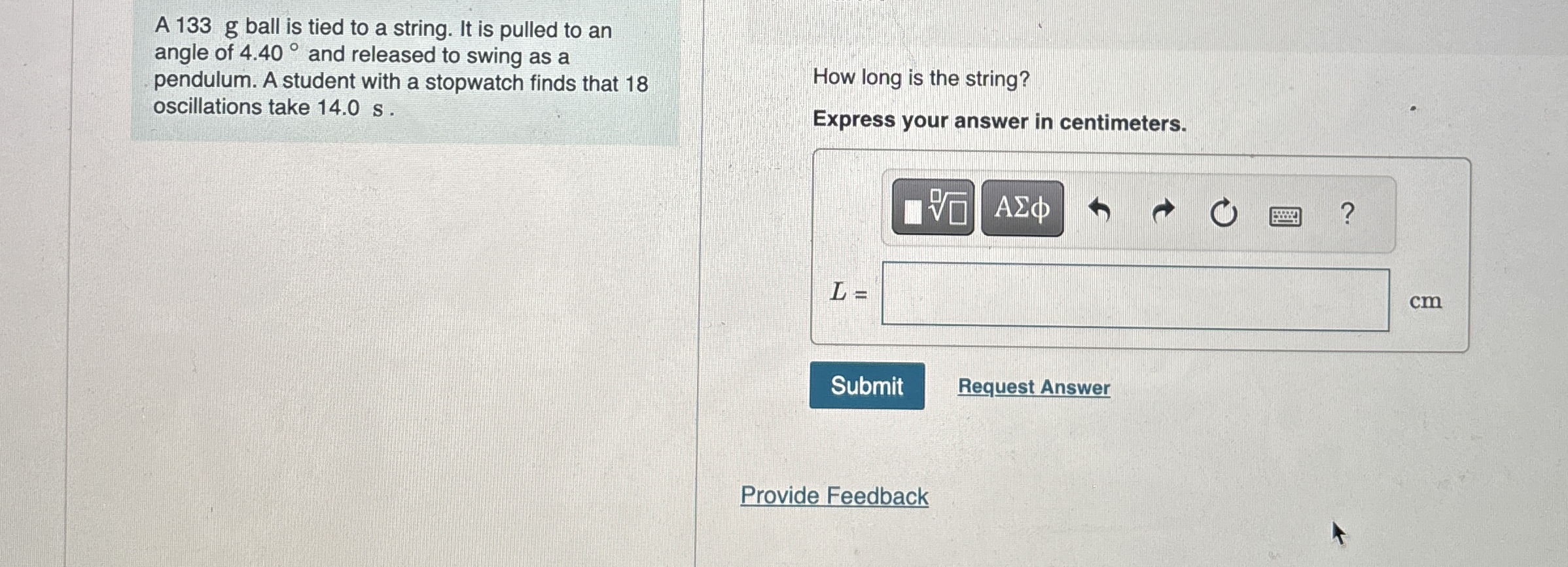 Solved A 133 ﻿g ball is tied to a string. It is pulled to an | Chegg.com