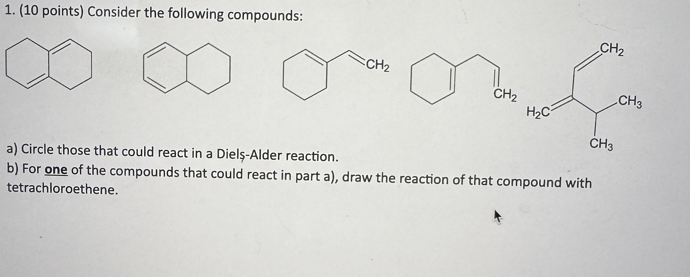 Solved (10 ﻿points) ﻿Consider the following compounds:a) | Chegg.com
