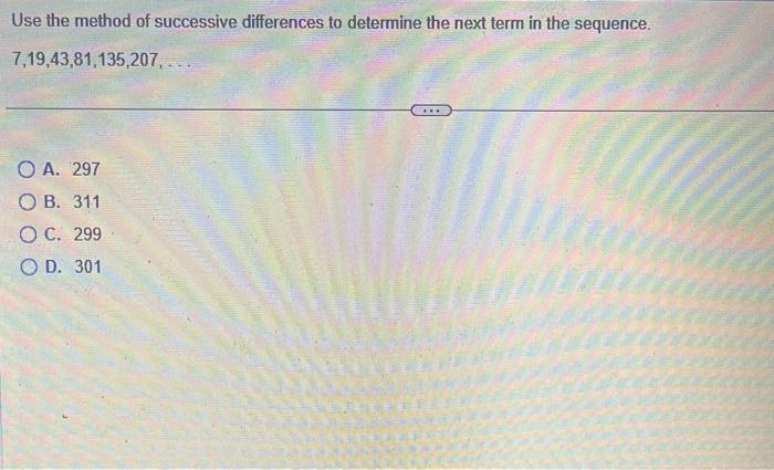 Solved Use the method of successive differences to determine | Chegg.com