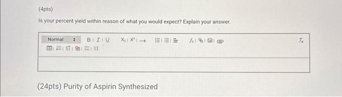 Solved (19pts) Calculation of Yields Mass of Erlenmeyer | Chegg.com