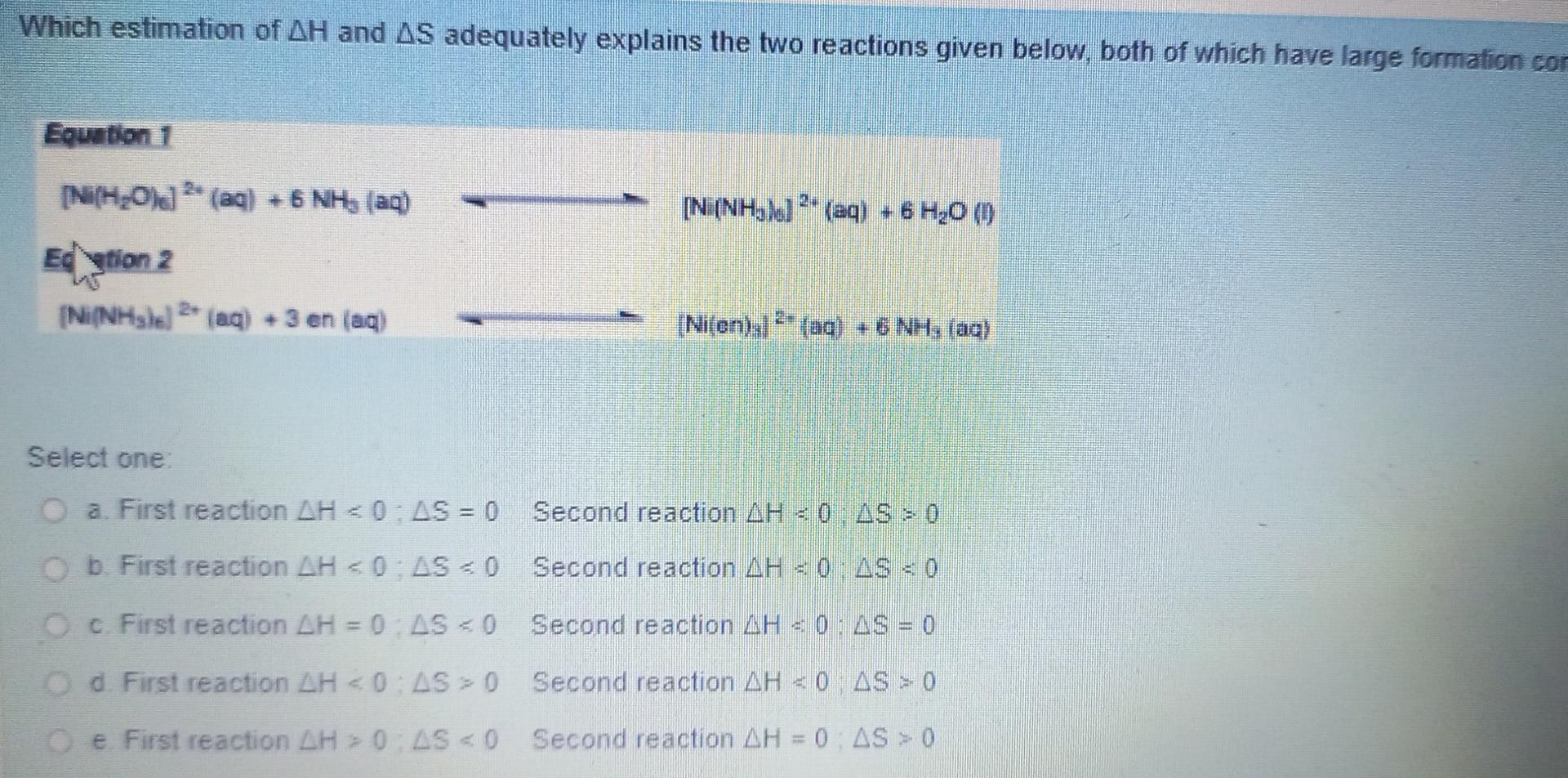 Solved Which estimation of delta H and delta A adequately | Chegg.com