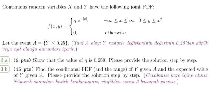 Continuous random variables X and Y have the | Chegg.com