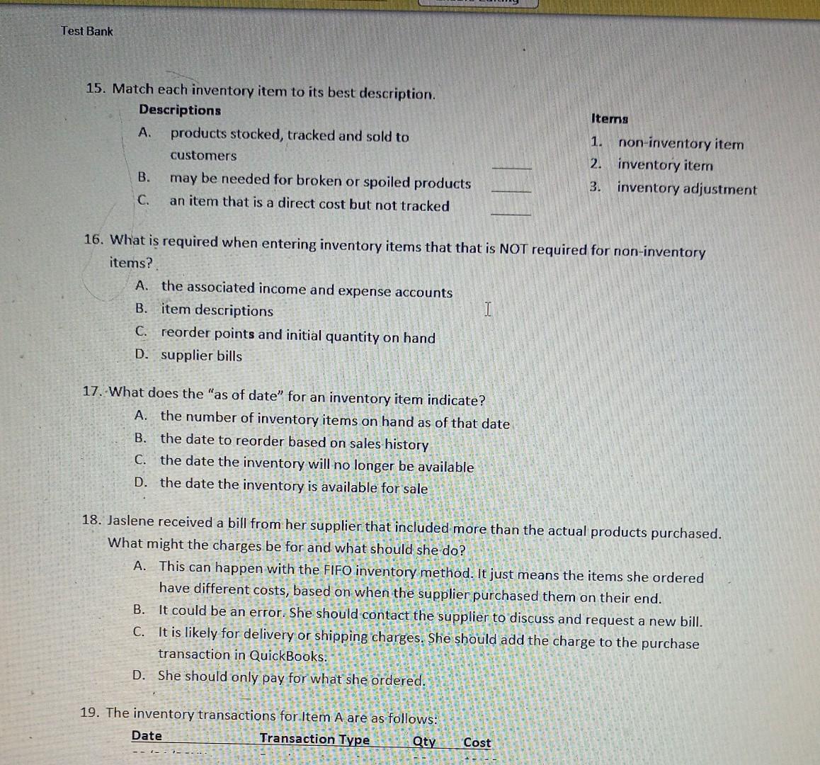 Solved C. Return the broken inventory and create a supplier | Chegg.com