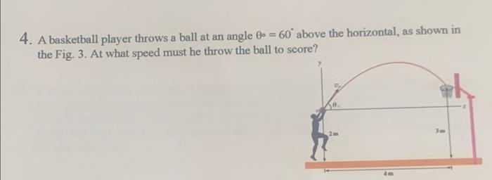 Solved 4. A basketball player throws a ball at an angle 0° = | Chegg.com