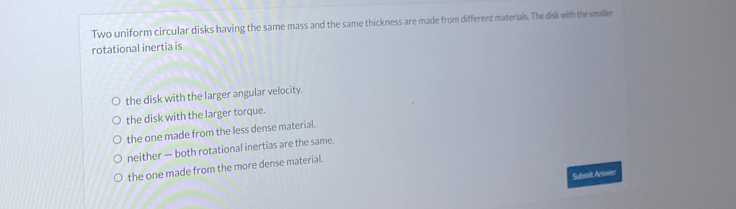 Solved Two uniform circular disks having the same mass and | Chegg.com