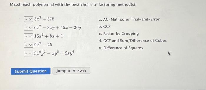 Solved Match each polynomial with the best choice of | Chegg.com