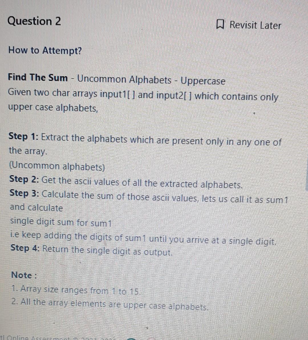 Solved How to Attempt? Find The Sum - Uncommon Alphabets - | Chegg.com