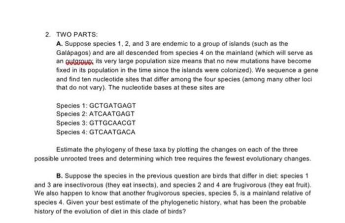 Solved 2. TWO PARTS: A. Suppose species 1, 2 and 3 are | Chegg.com