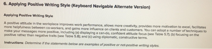 6. Applying Positive Writing Style (Keyboard | Chegg.com