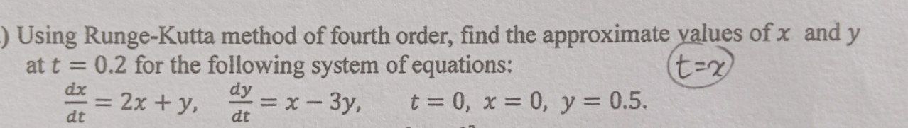 Solved Using Runge-Kutta method of fourth order, find the | Chegg.com