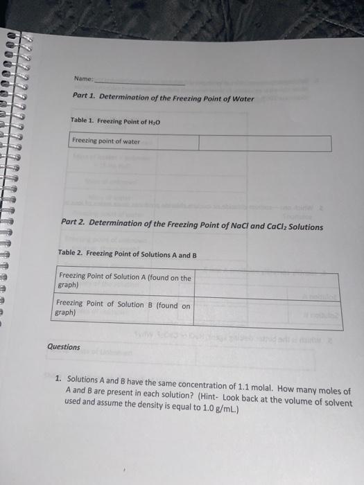 The boiling point, freezing point, and vapor pressure | Chegg.com
