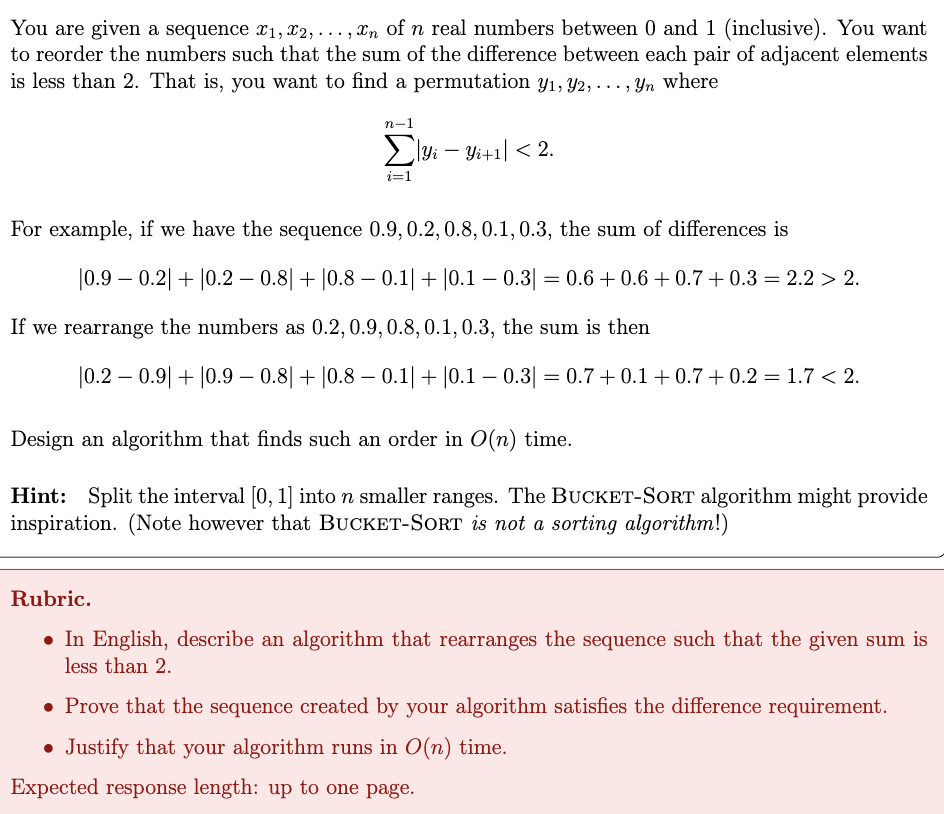 Solved You are given a sequence x1,x2,dots,xn ﻿of n ﻿real | Chegg.com