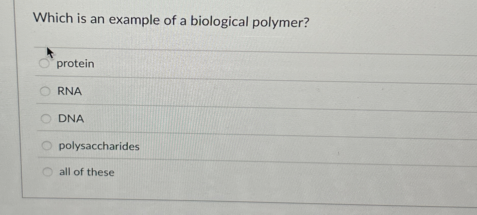Solved Which is an example of a biological | Chegg.com