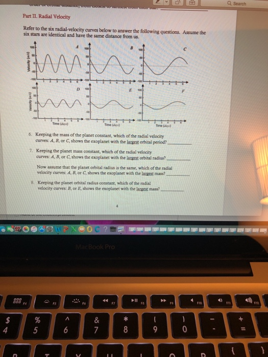 Solved Search Part II. Radial Velocity Refer to the six | Chegg.com