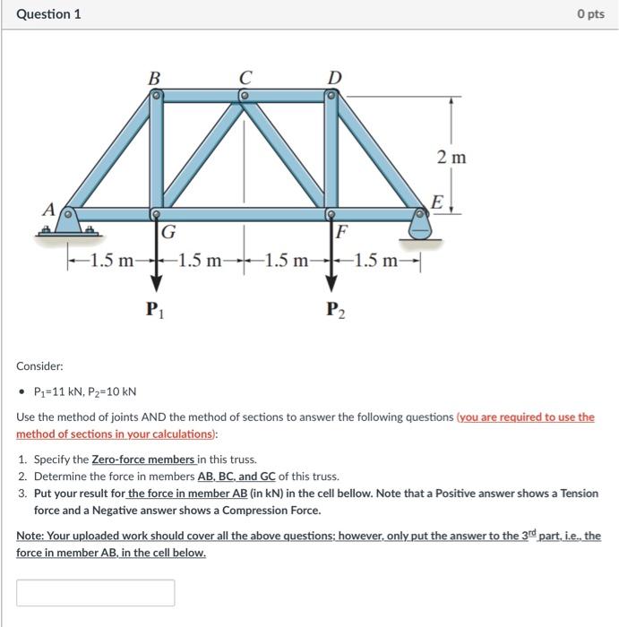 Solved Use the method of joints AND the method of sections | Chegg.com