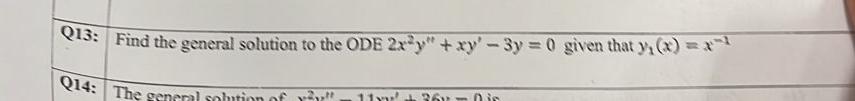 Solved Q13: Find the general solution to the ODE | Chegg.com