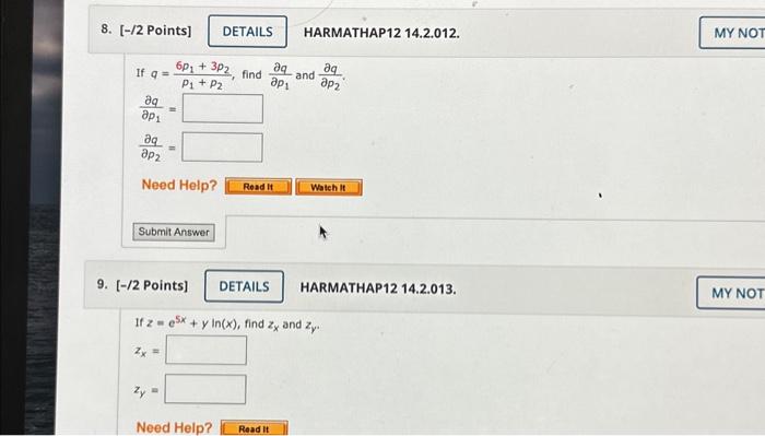 Solved If q=p1+p26p1+3p2, find ∂p1∂q and ∂p2∂q. ∂p1∂q=∂p2∂q= | Chegg.com