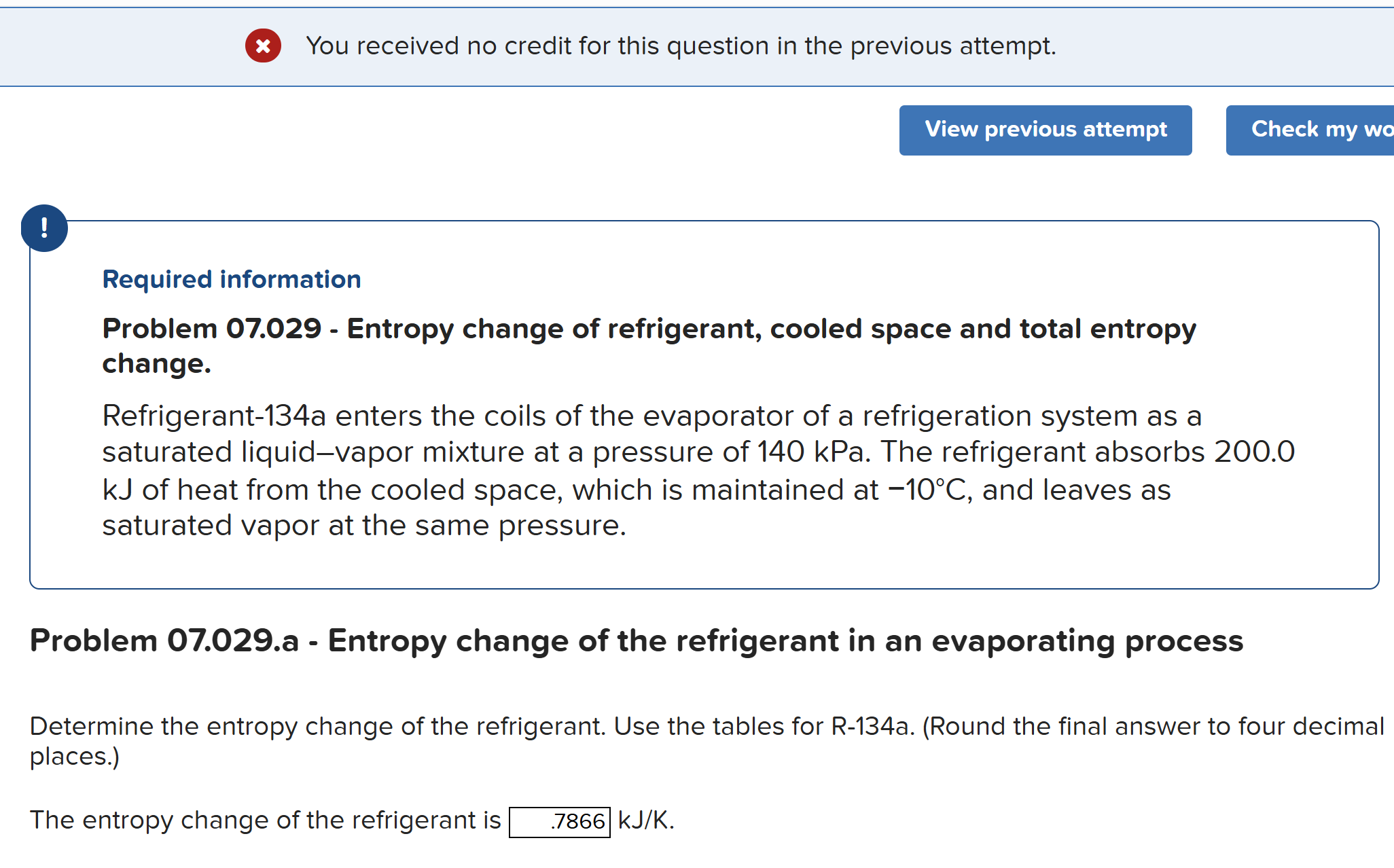 Solved !Required informationProblem 07.029 - ﻿Entropy change | Chegg.com