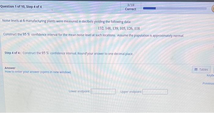 Solved Question 1 of 10, Step 4 of 4 3/19 Correct Noise | Chegg.com