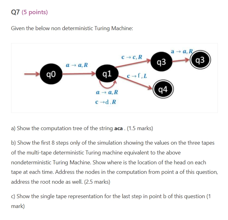 Solved Q7 (5 ﻿points)Given the below non deterministic | Chegg.com